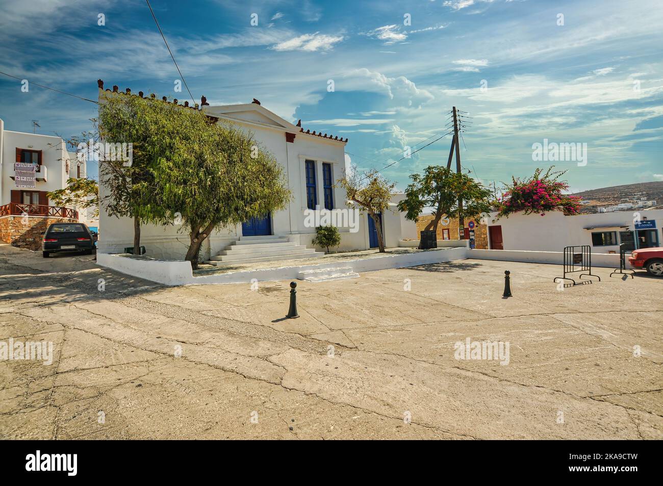 A sunny traditional houses of the village of Chora, the island of ...