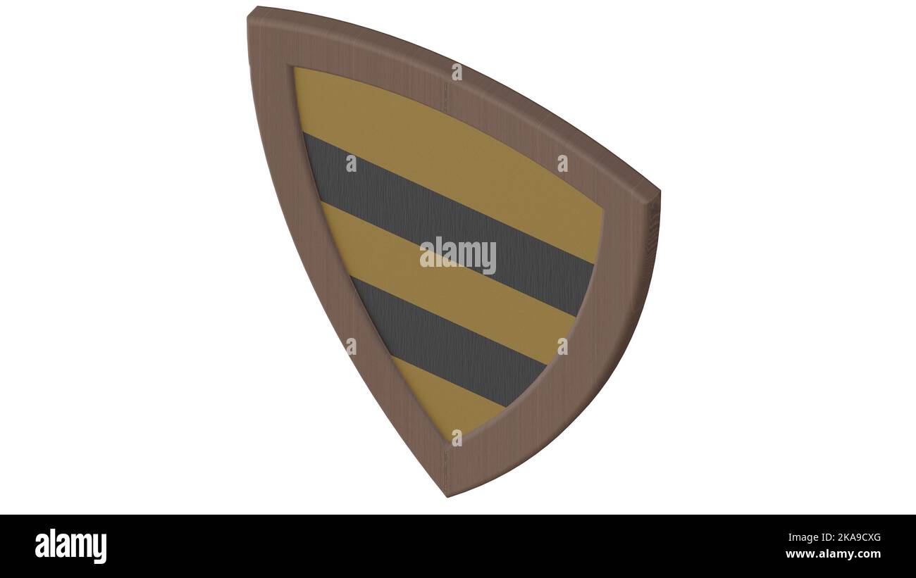 wood shield medieval yellow stripes 3d render illustration Stock Photo ...