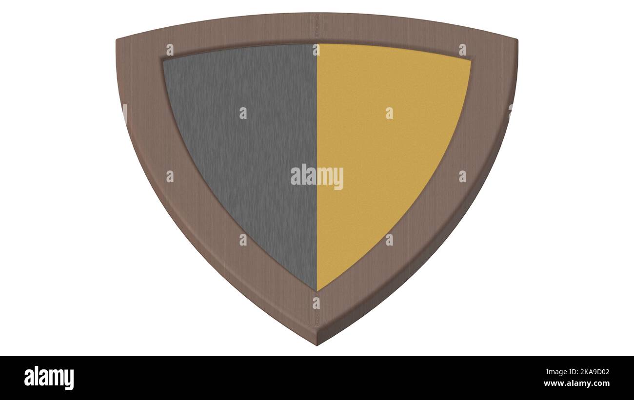 wood shield stripes medieval yellow and black 3d render illustration ...