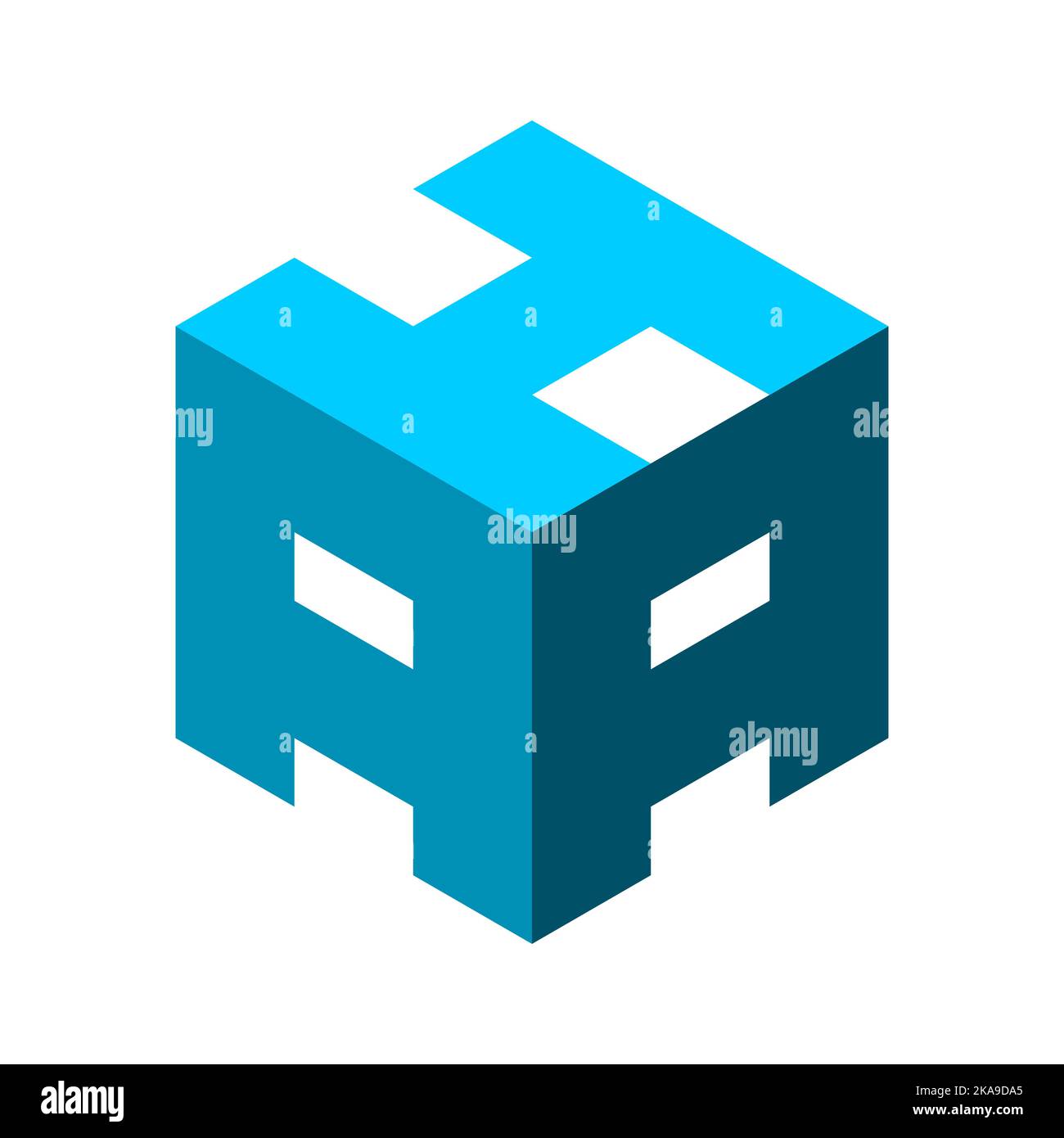 Blue AHA cube logo design template. Letters A, H, A in a 3D cube ...