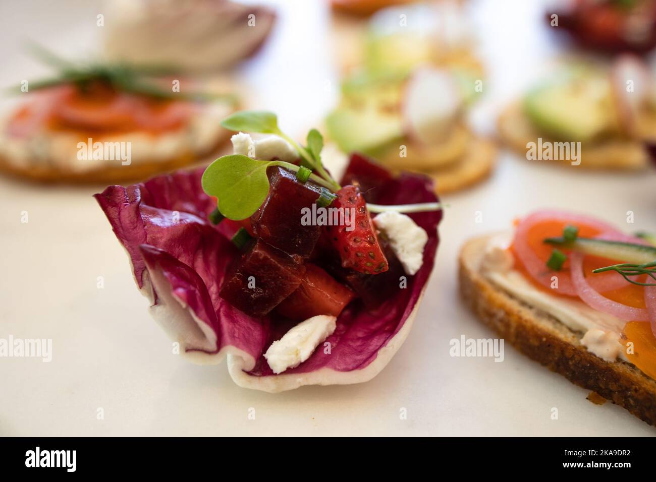 A closeup shot of canape dishes with vegetables Stock Photo - Alamy