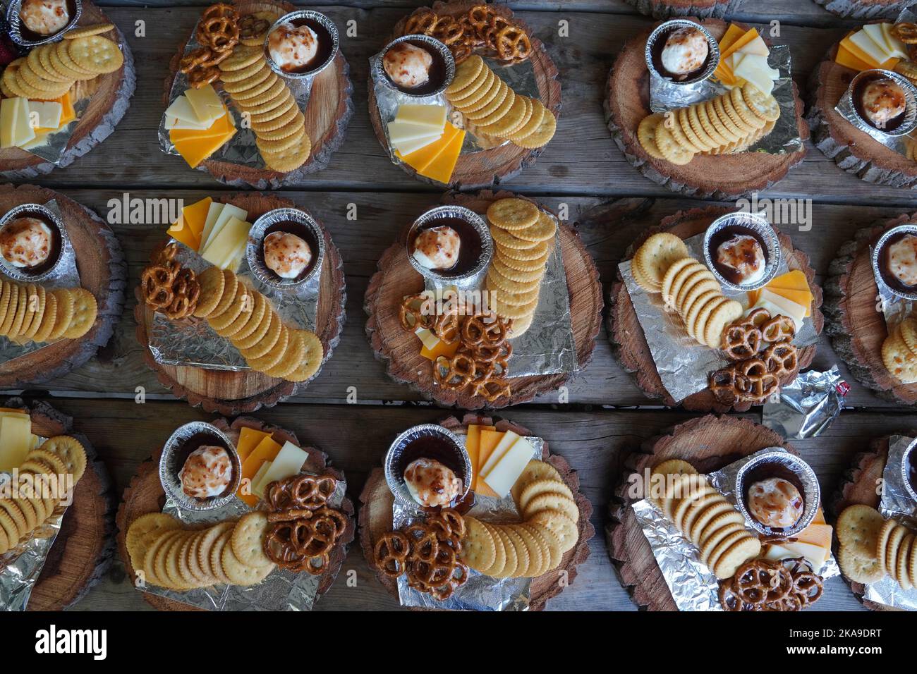 view of delicious wedding and baptism appetizers ready to serve with ...