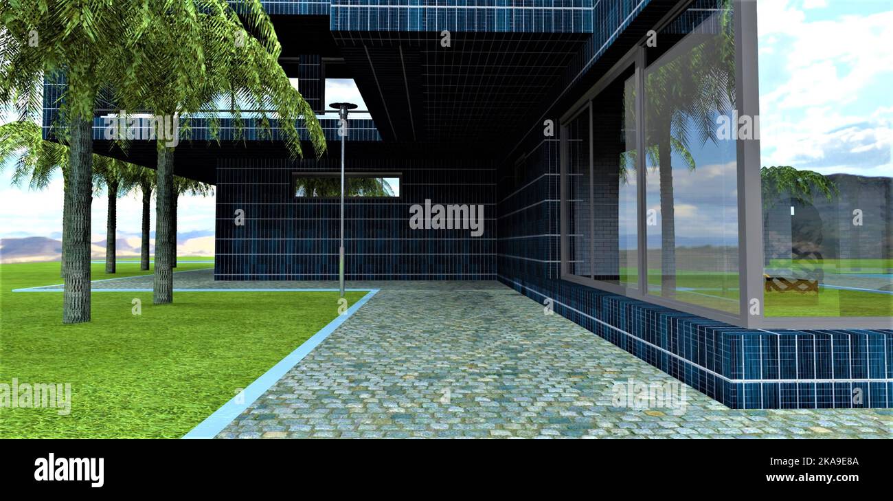 Cozy quiet place in the courtyard of the house finished with solar ...