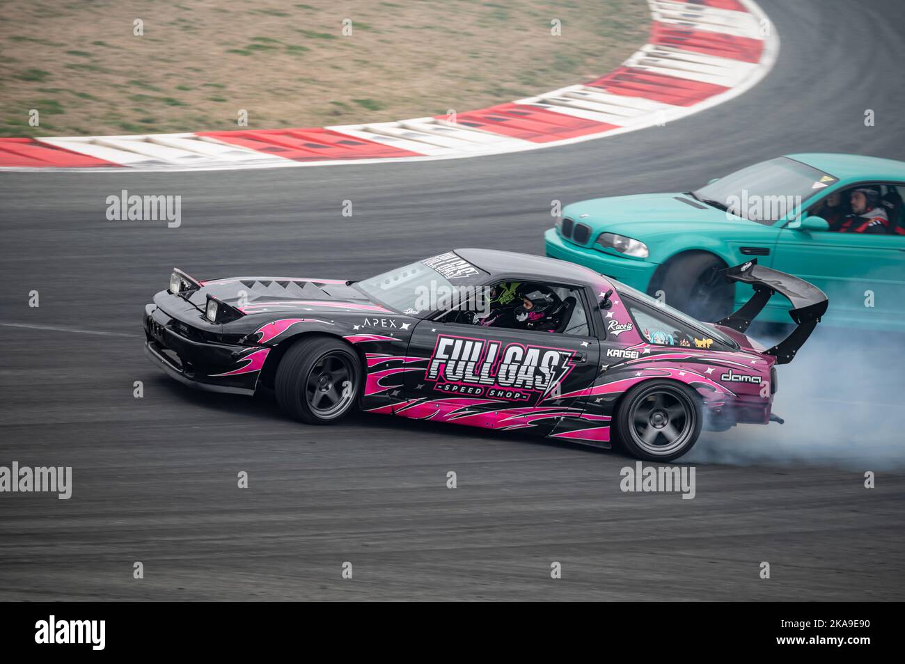 Toyota Supra with pink vinyl drifting Stock Photo - Alamy