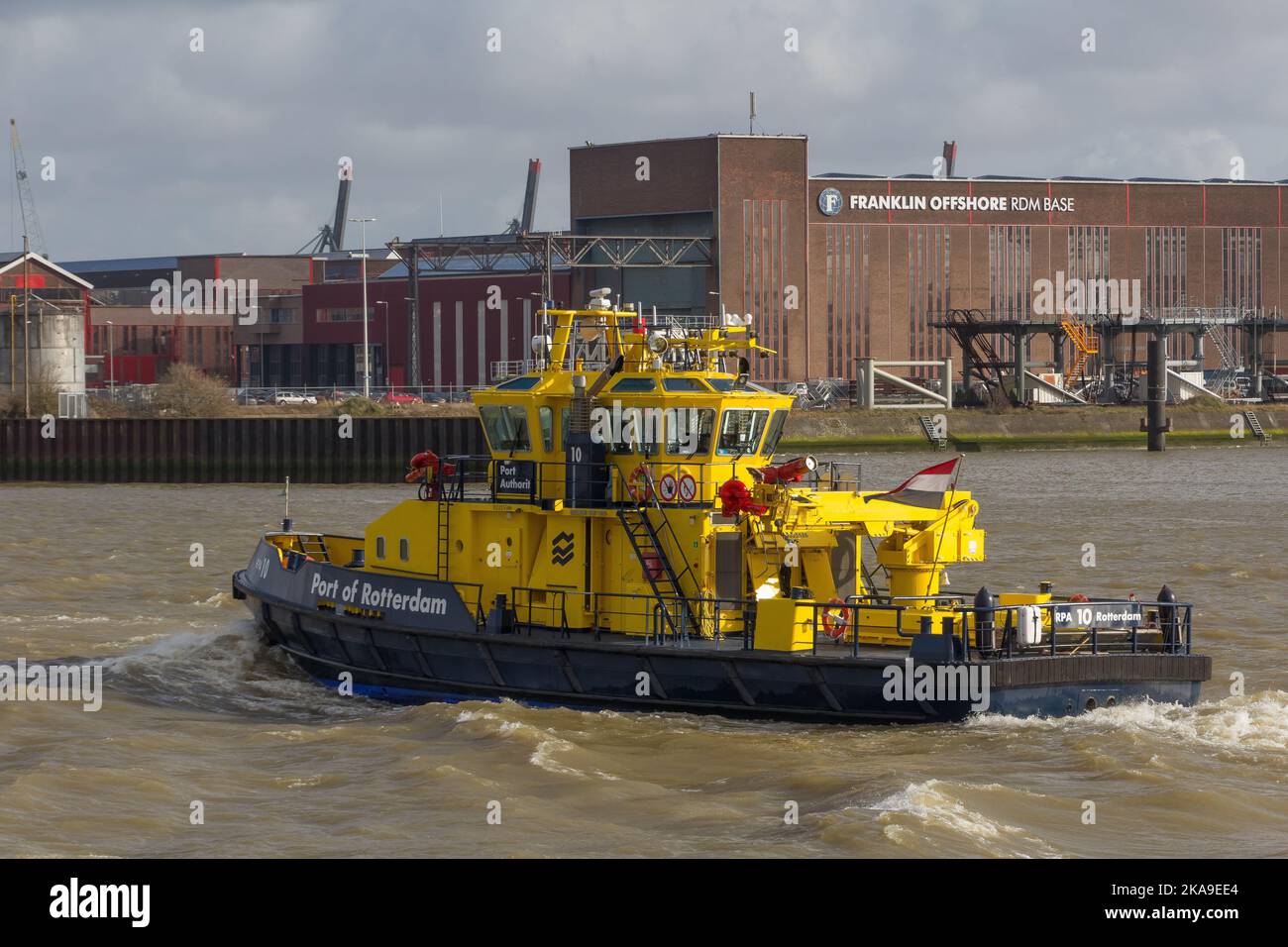 A view of a tugboat in the port of Rotterdam in the Netherlands Stock ...