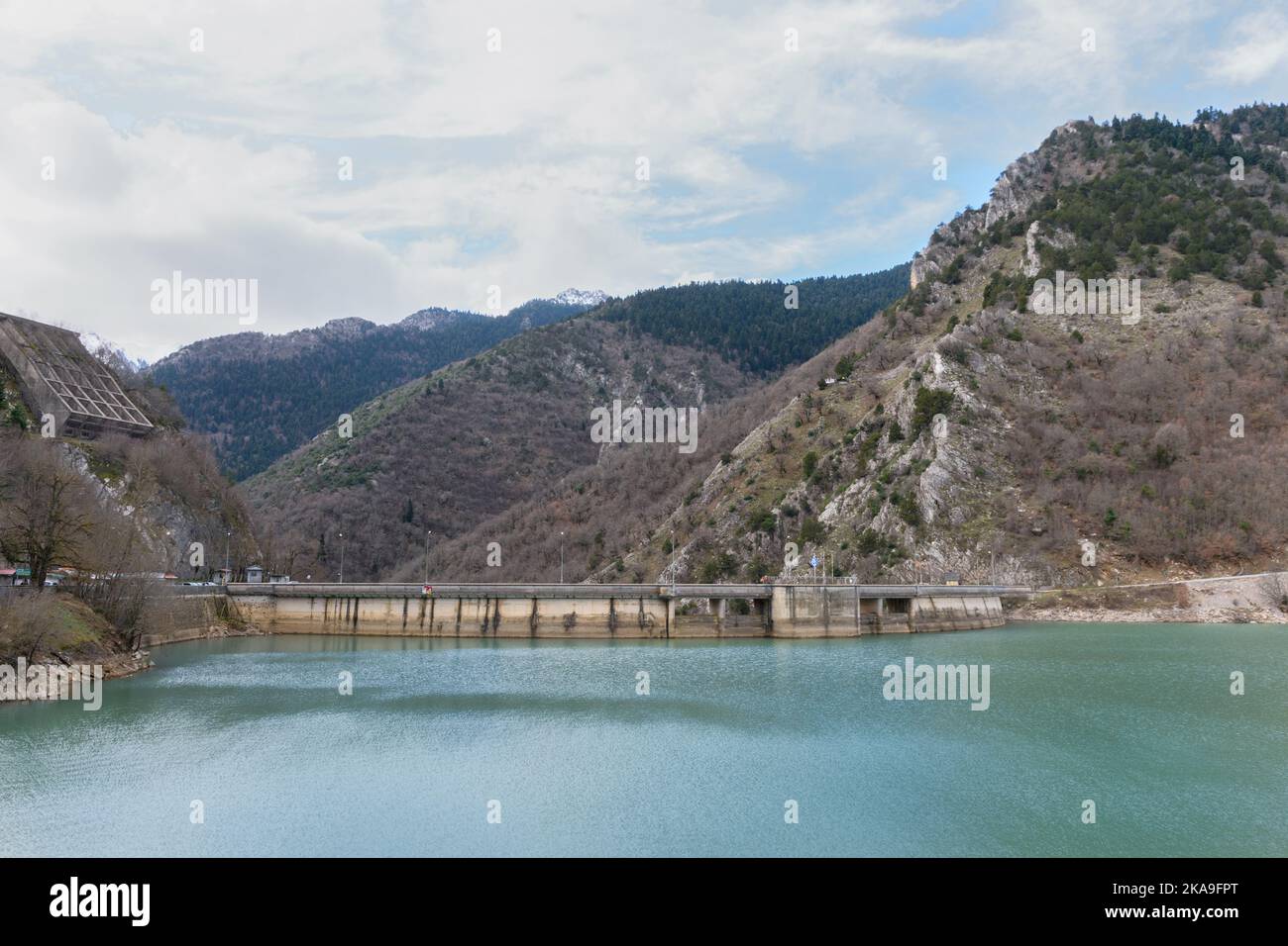 The dam at the Lake Plastira hydroelectric station, in Karditsa in ...