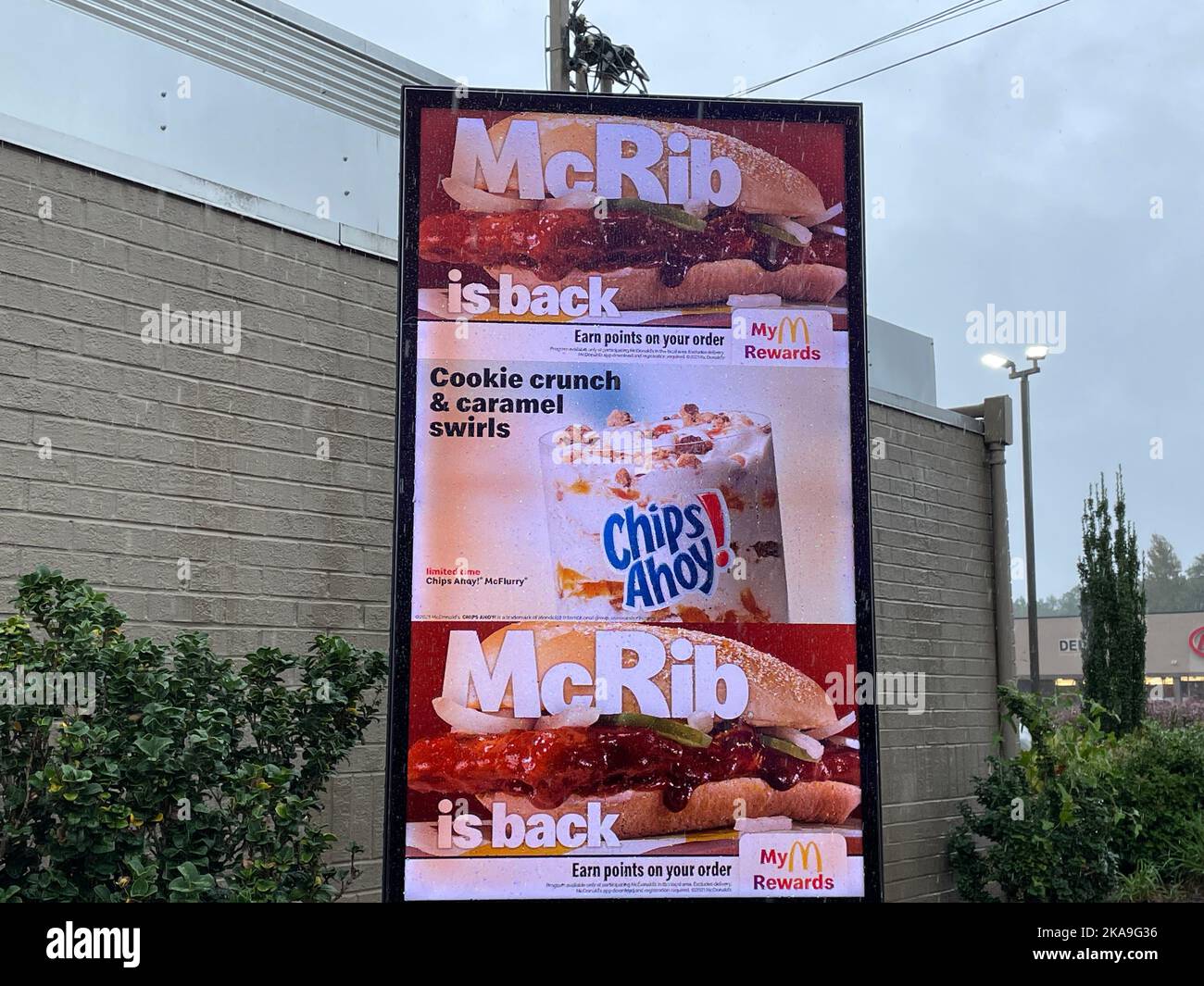 Augusta, Ga USA - 10 28 21: McDonalds fast food signs full McRib ...