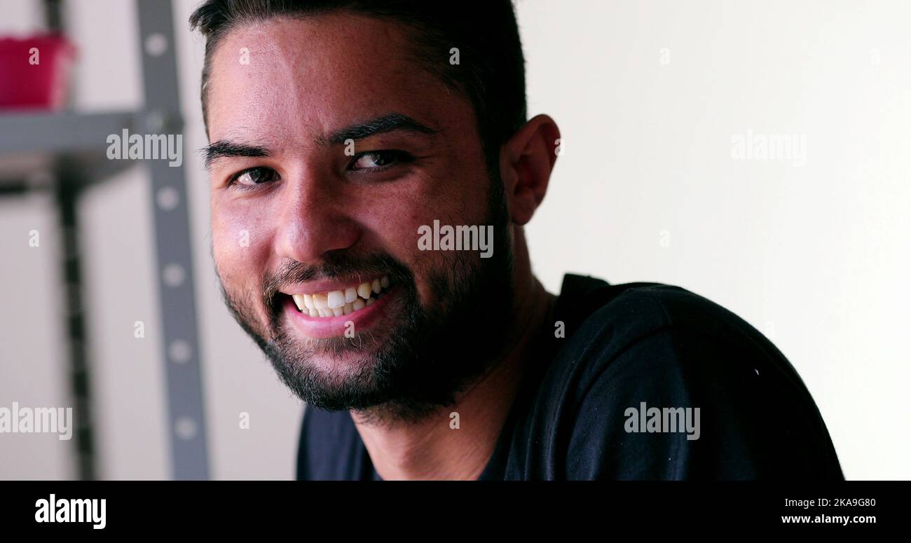 Man in 30s smiling at laughing portrait latin south american person ...