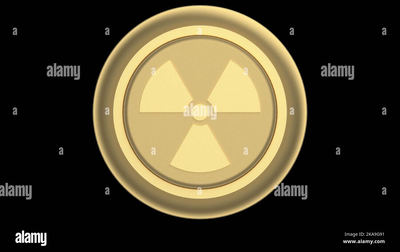nuclear golden button isolated illustration gold 3d render Stock Photo ...