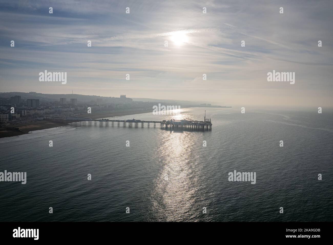 A panoramic view of the remains of Brighton West Pier during the ...