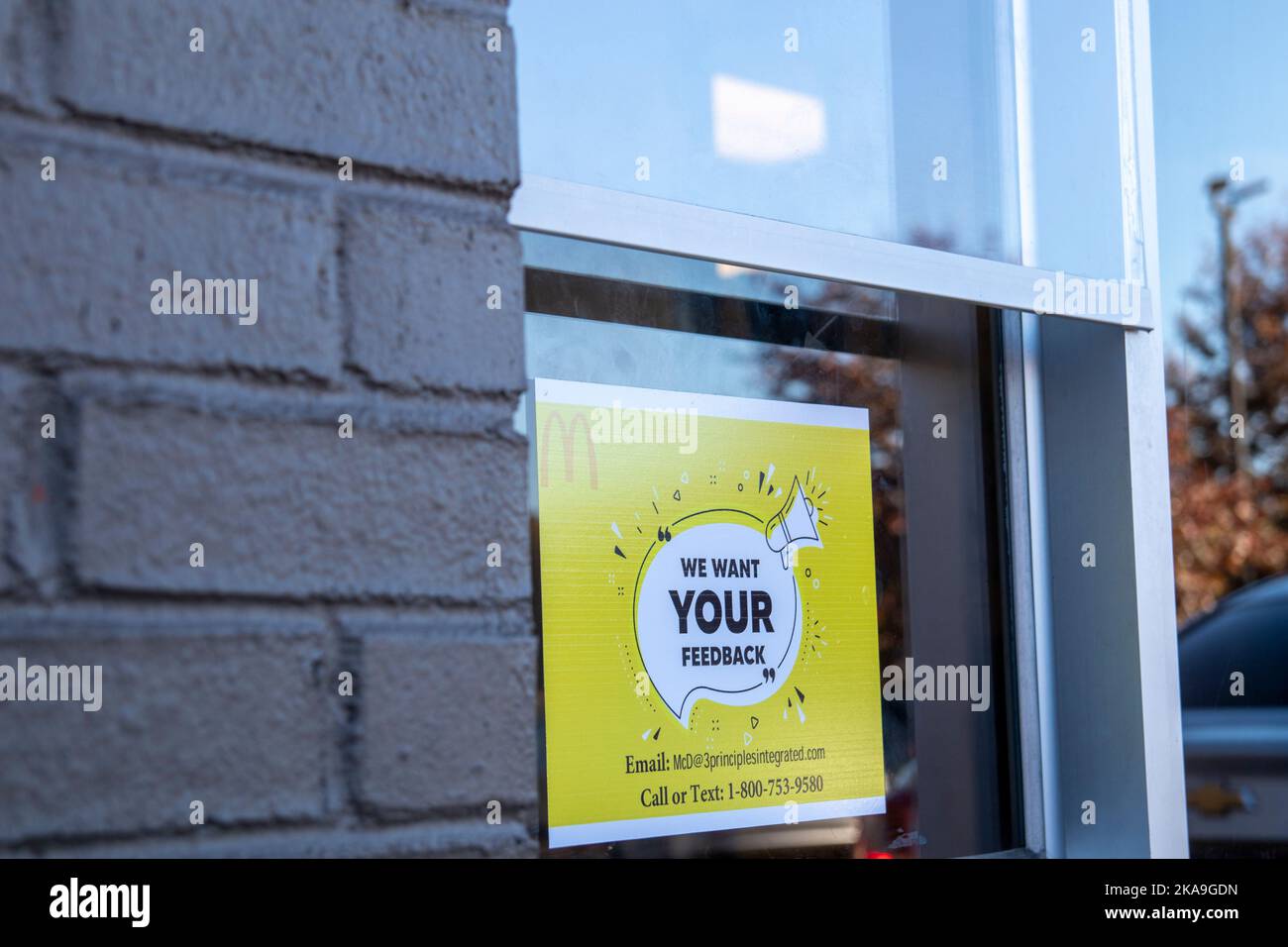 Augusta, Ga USA - 11 14 21: McDonalds fast food signs feedback welcome ...