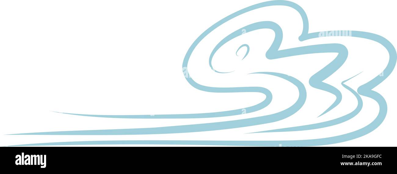 Cartoon hand drawn blowing wind. Vector illustration of weather ...
