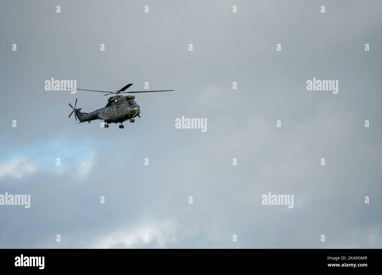 British Royal Air Force Joint Helicopter Command (JHC) Puma HC2 flying ...