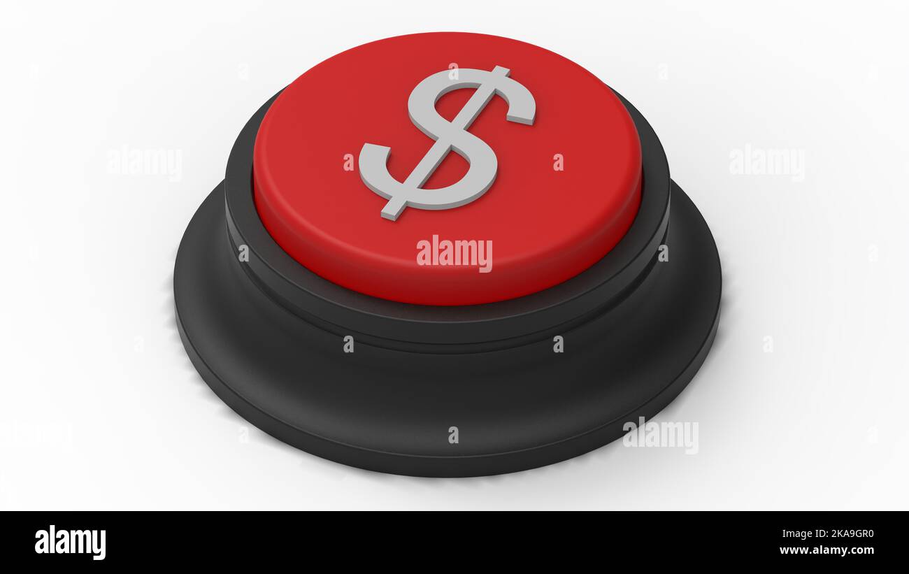 dollar money red button isolated illustration 3d render Stock Photo - Alamy