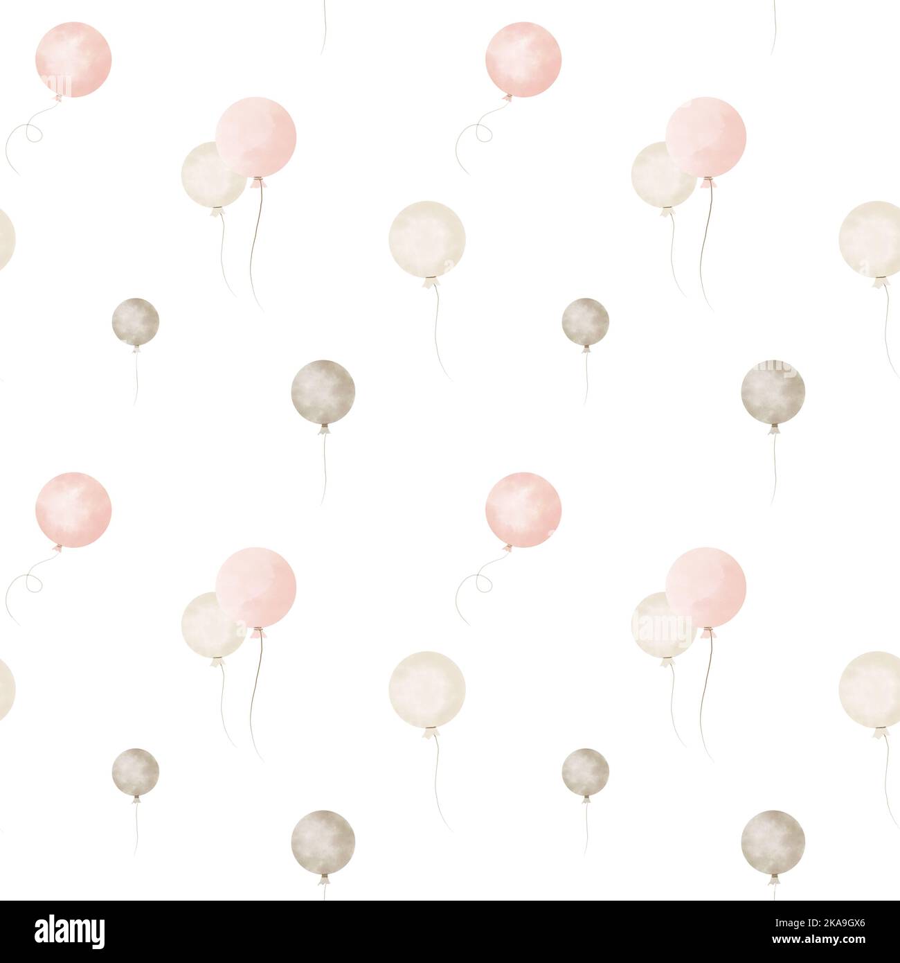 Seamless Pattern with pink Balloons. Watercolor hand painted Background ...