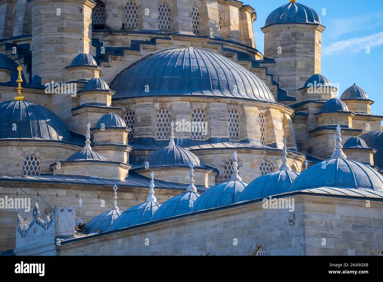 Yeni Cami Mosque in Turkey Istanbul at Eminonu, the roof top of the new ...