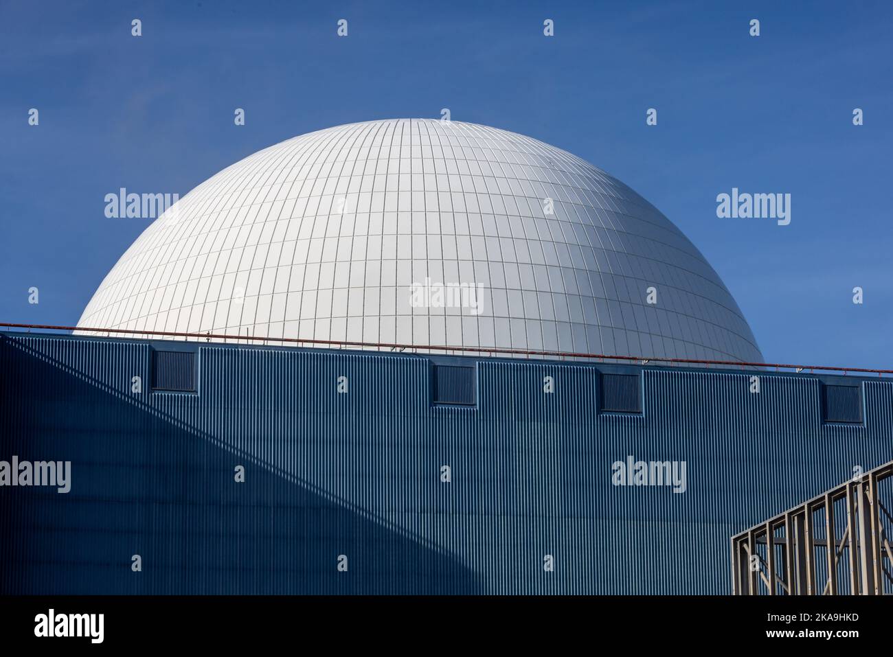 Sizewell Nuclear Power Station with the white dome of Sizewell B ...