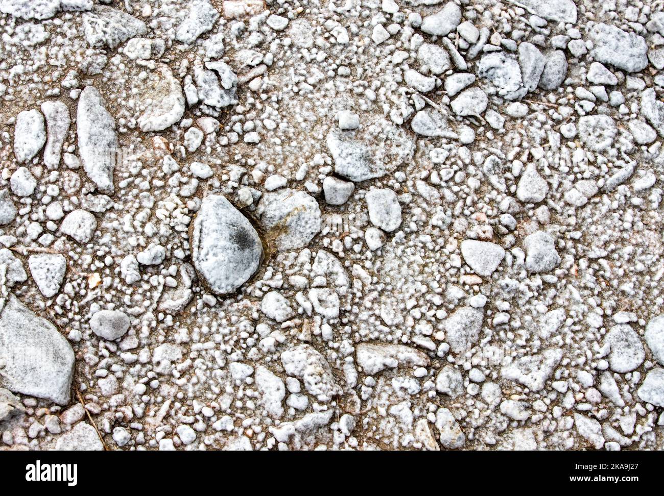 Crystallized salt on the ground, top view, natural Stock Photo - Alamy
