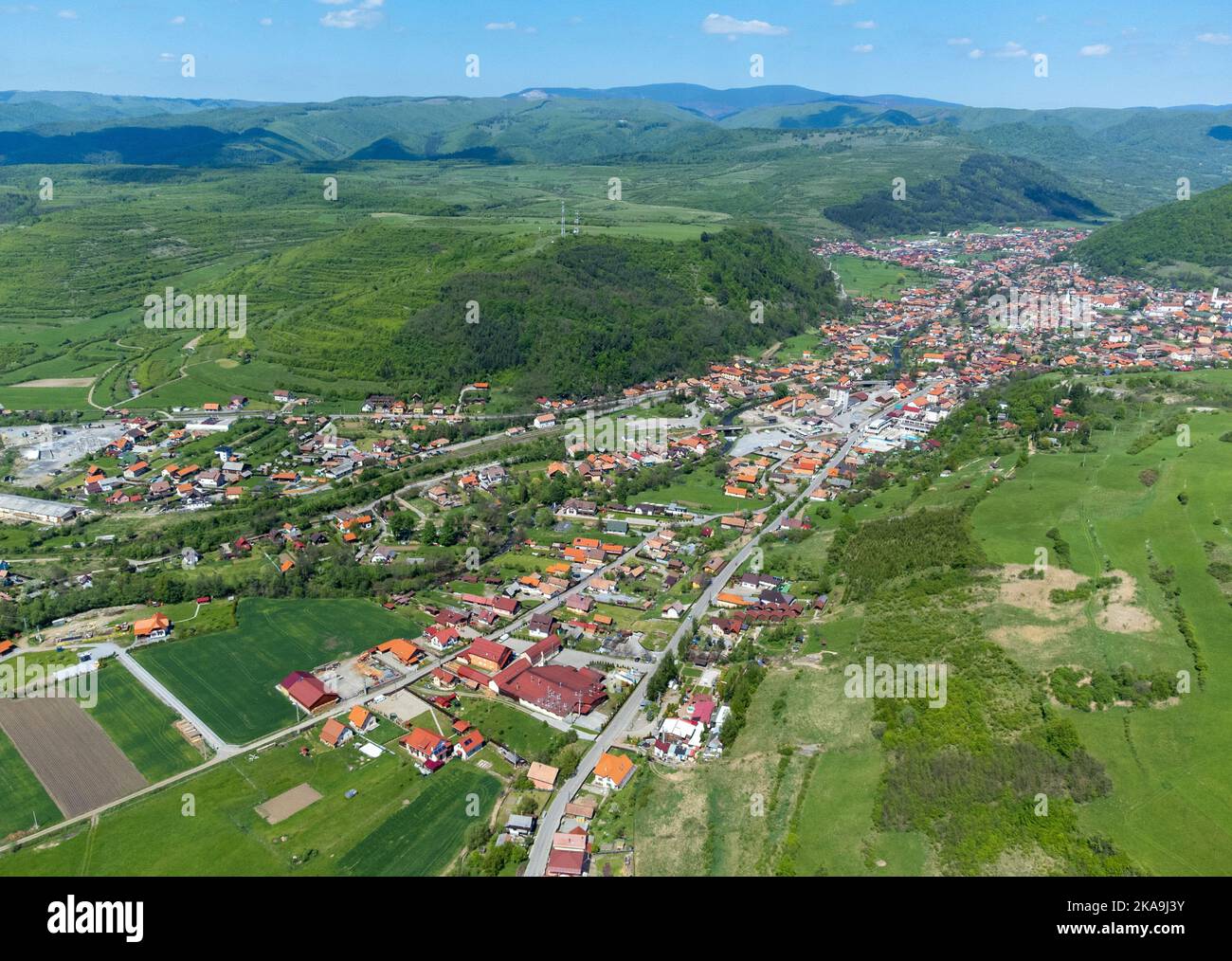 Aerial landscape of Praid resort - Romania, harghita, drone view Stock ...