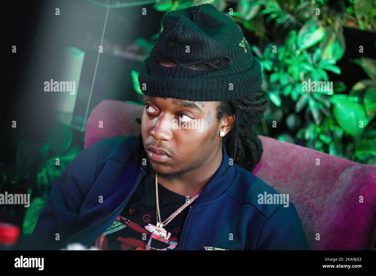 Portrait of Takeoff from Migos. Famous American rap singer Kirshnik ...