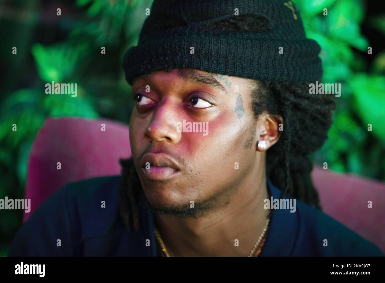 Portrait of Takeoff from Migos. Famous American rap singer Kirshnik ...