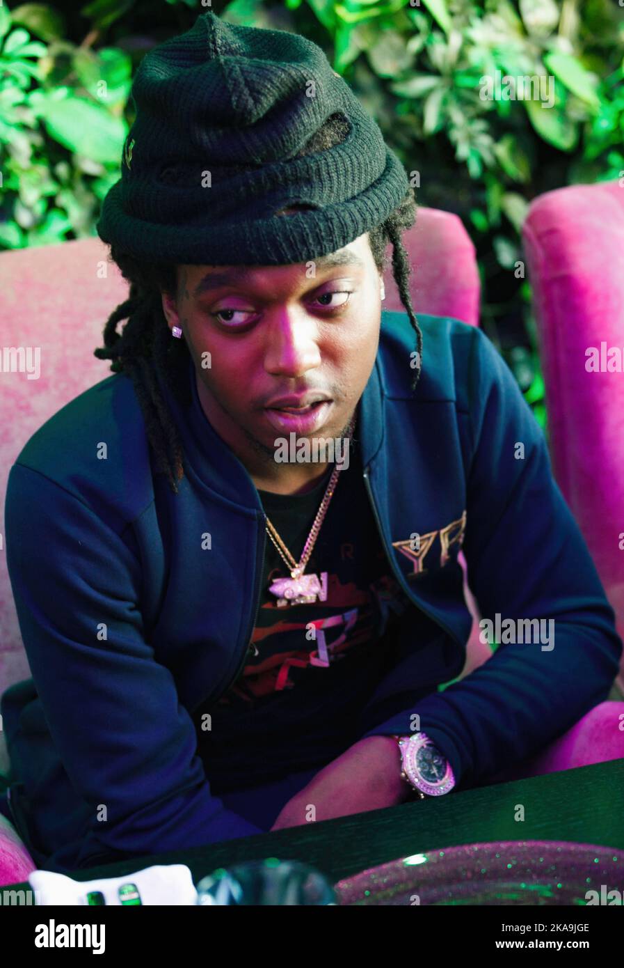 Portrait of Takeoff from Migos. Famous American rap singer Kirshnik ...