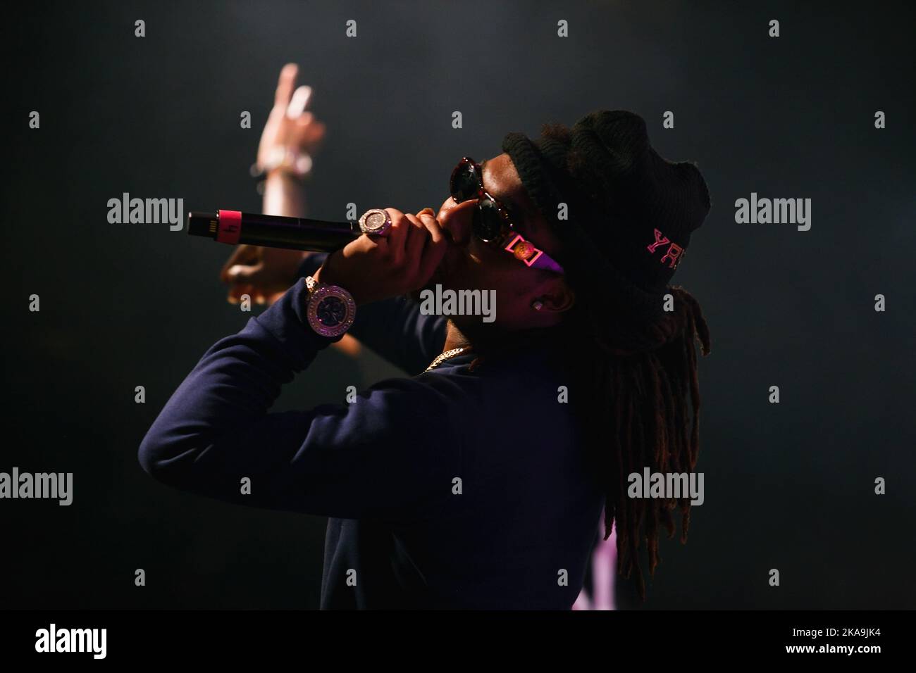 Portrait of Takeoff from Migos. Famous American rap singer Kirshnik ...