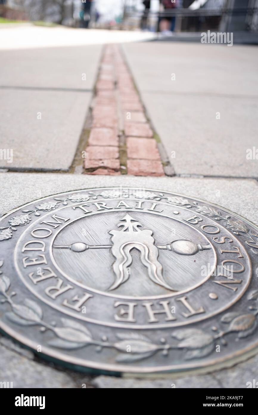 Marker for the Boston Freedom Trail in Boston Massachusetts Stock Photo ...
