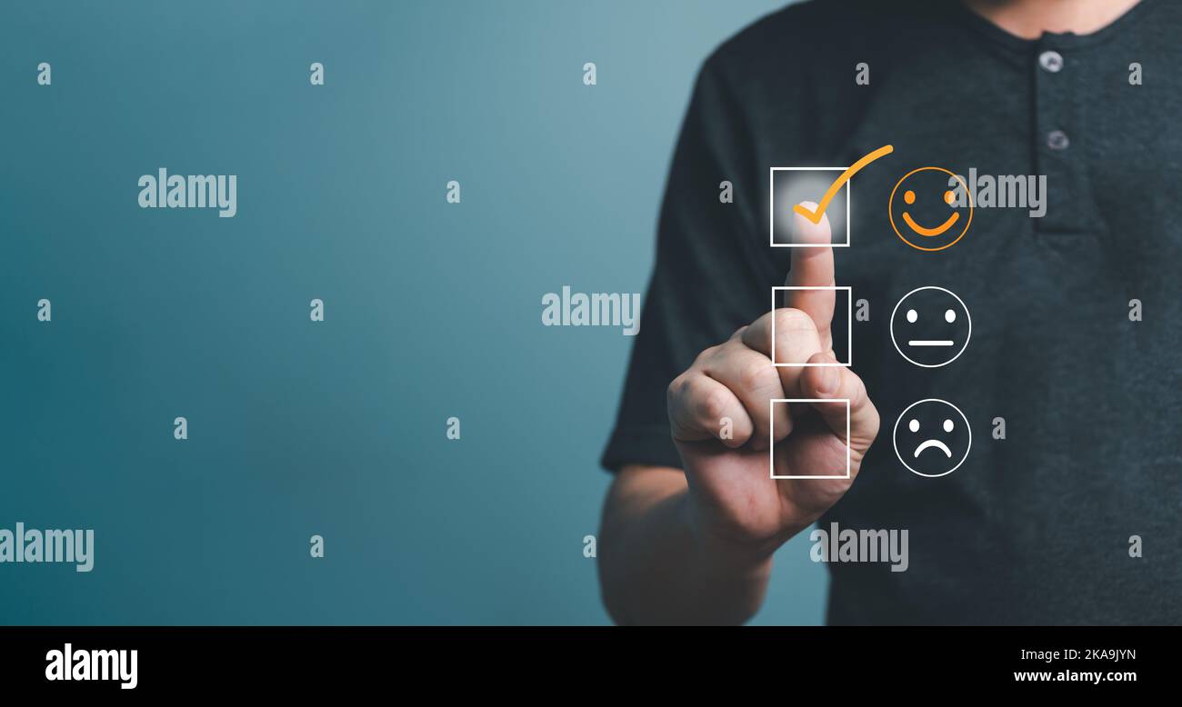 Customer service and Satisfaction concept ,Business people are touching ...