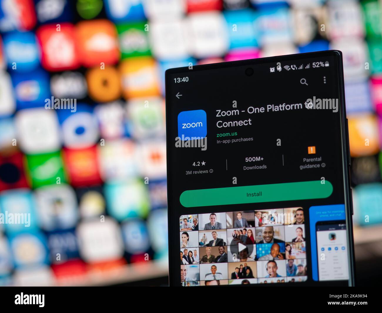 Galati, Romania - October 31, 2022: Zoom application available on Google Play Store for Android ...