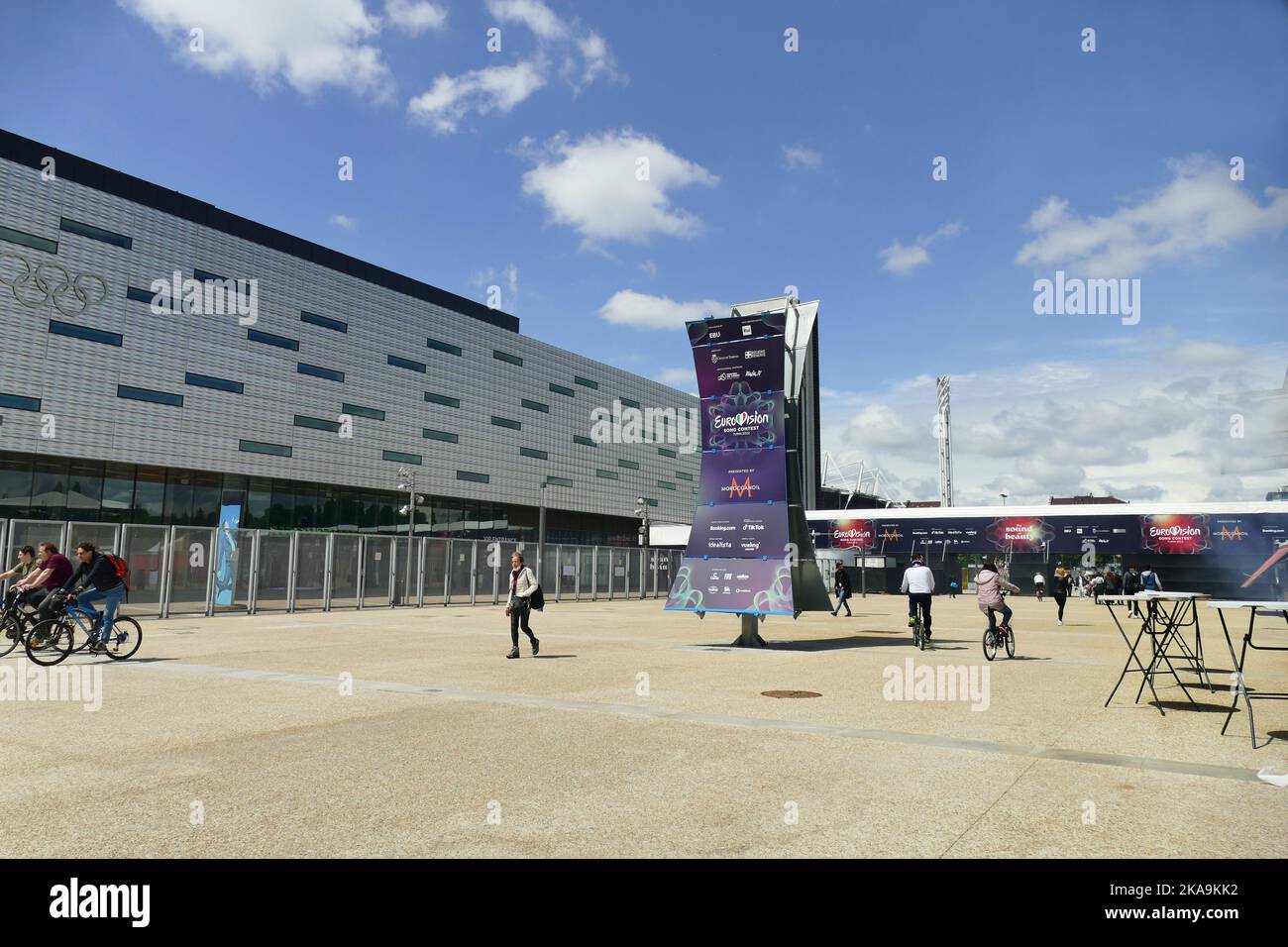 The Eurovision Song Contest logo in front of the venue of the upcoming ...