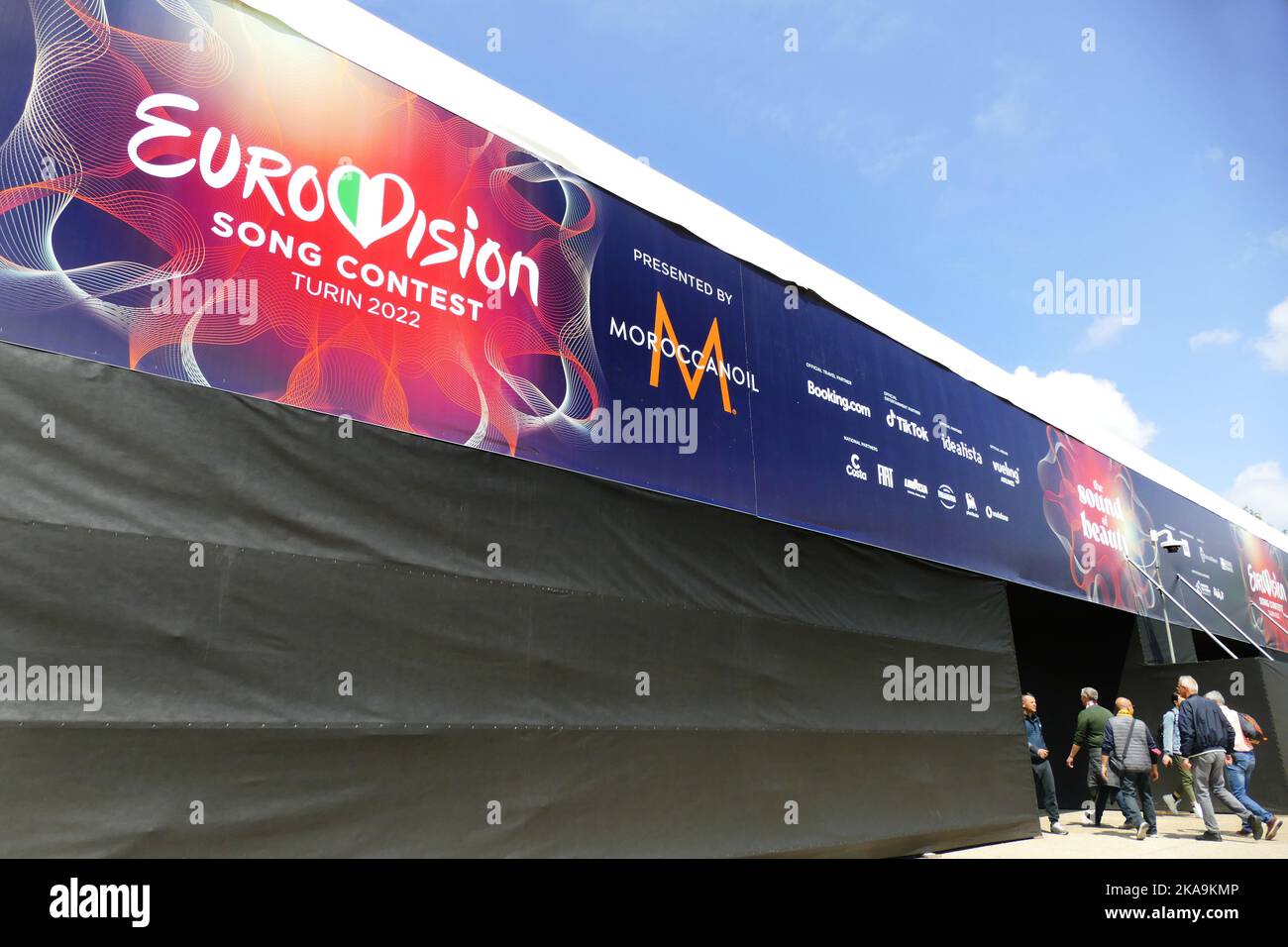 The Eurovision Song Contest logo in front of the venue of the upcoming ...