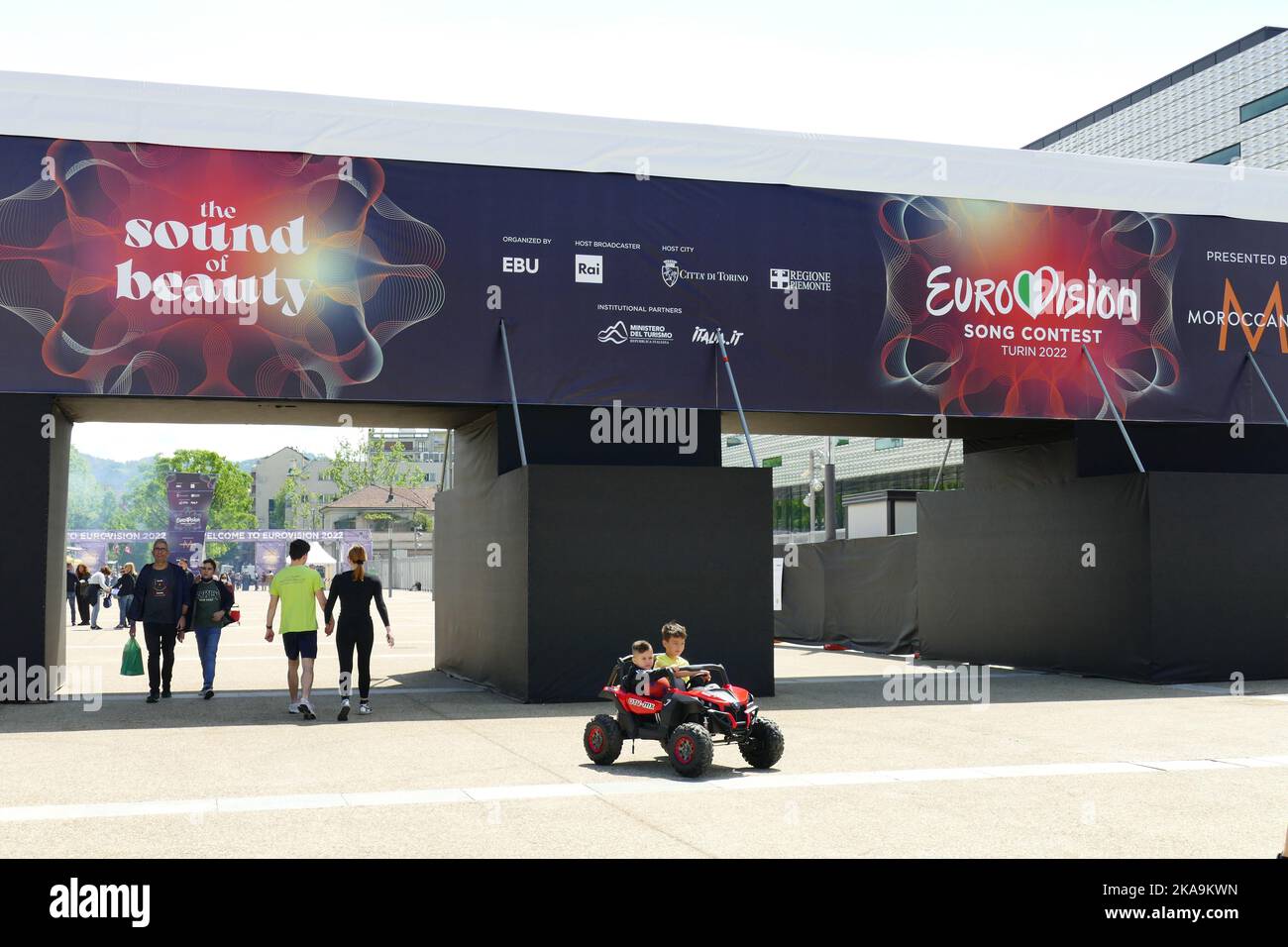 The Eurovision Song Contest logo in front of the venue of the upcoming ...