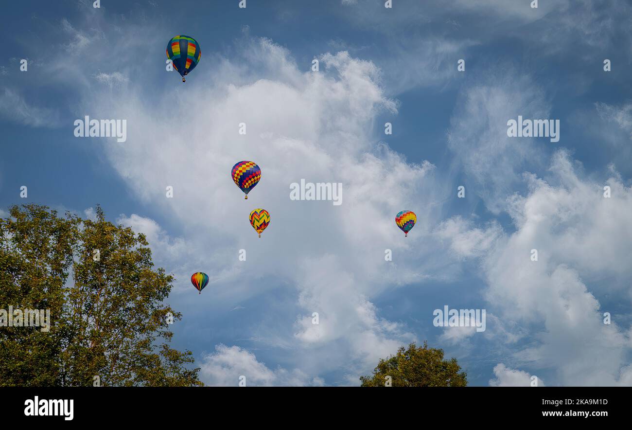 Morning Sunrise Launch Of Hot Air Balloons During a Balloon Festival on ...