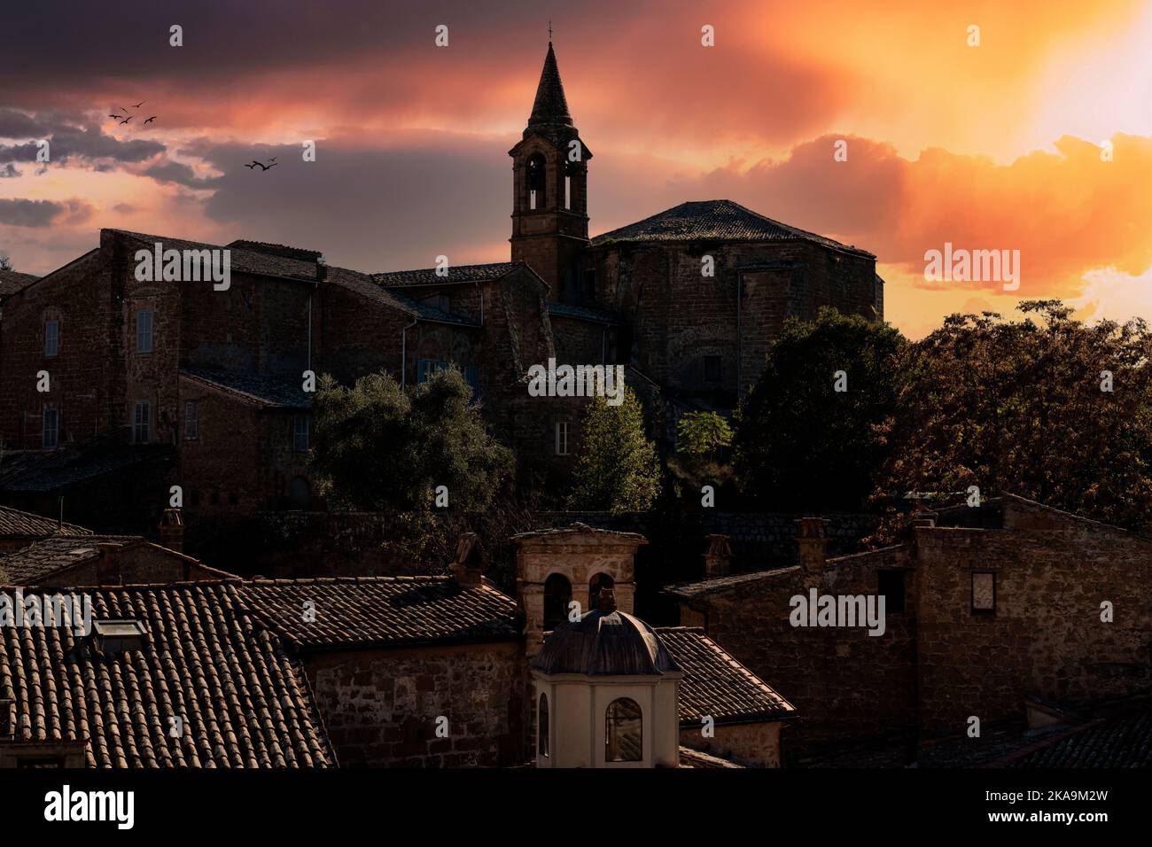 panoramic view of some churches in the historic center of orvieto at ...
