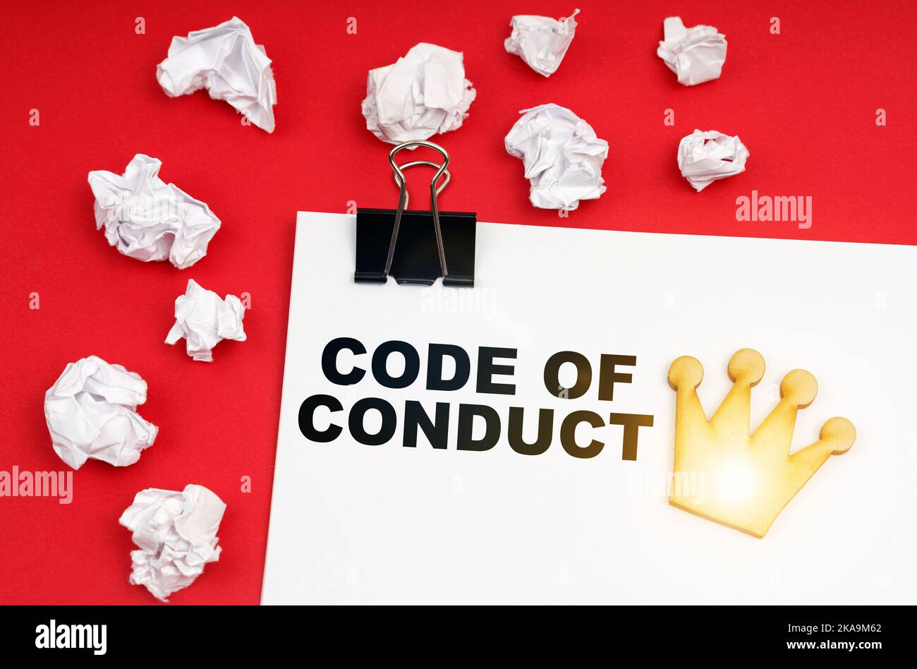 Business and finance concept. On a red background in crumpled paper and ...