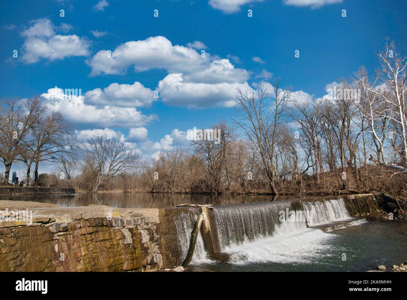 A View of a Man Made Dam and Waterfall, Found in the Countryside on a ...