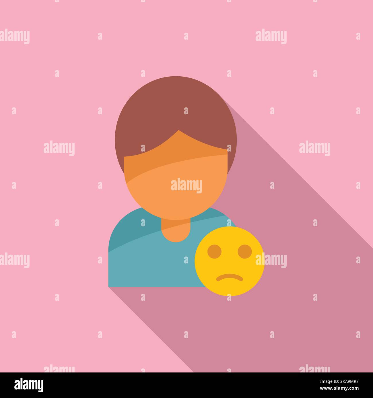 Sad dislike icon flat vector. Social media. Negative facebook Stock ...