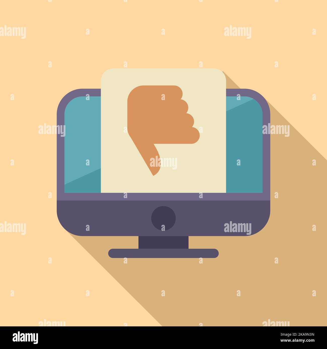 Pc dislike icon flat vector. Social media. Negative person Stock Vector ...