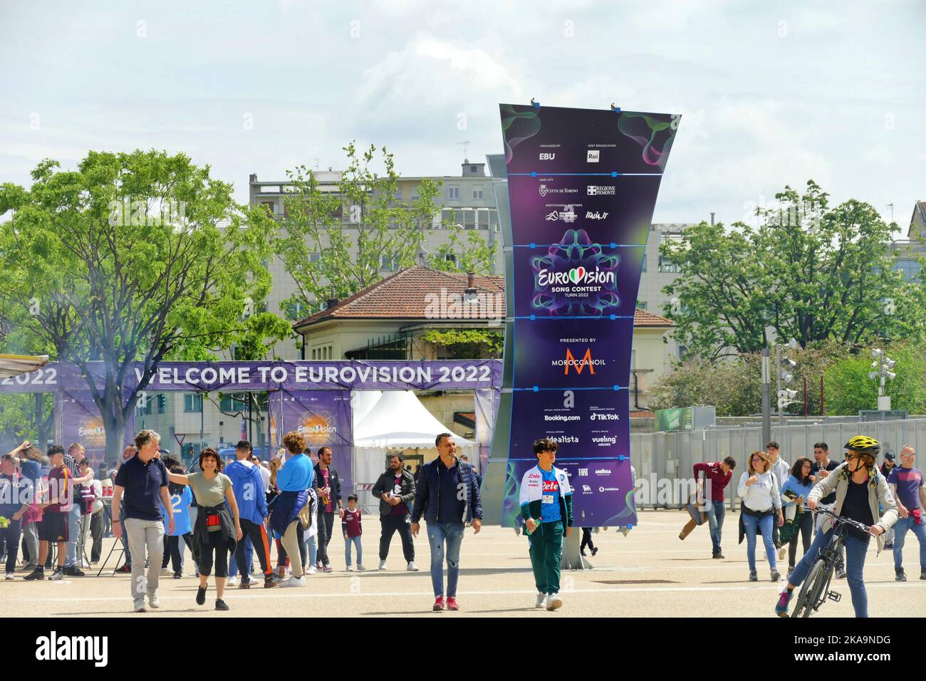 The Eurovision Song Contest logo in front of the venue of the upcoming ...