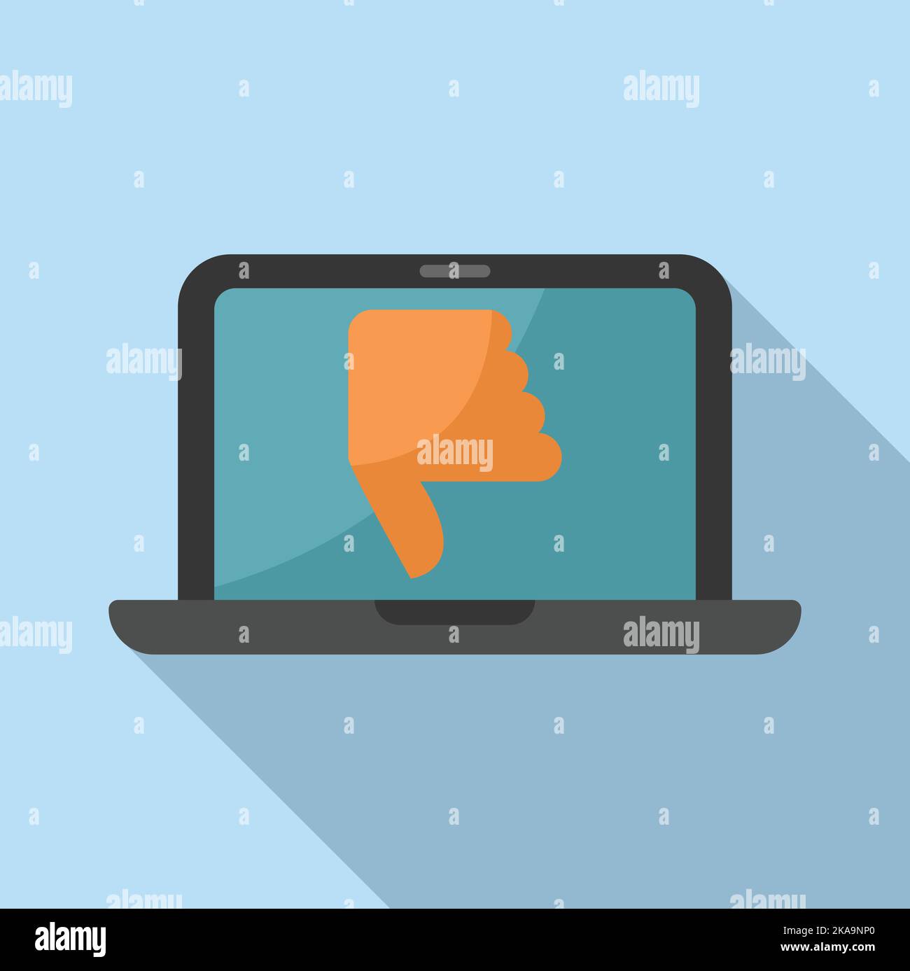 Laptop dislike icon flat vector. Social media. Negative person Stock ...