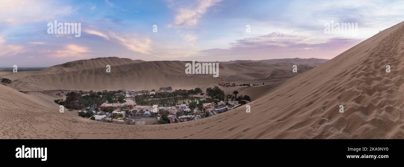 Oasis Panorama. Oasis Huacachina panorama, very close from Ica, during ...