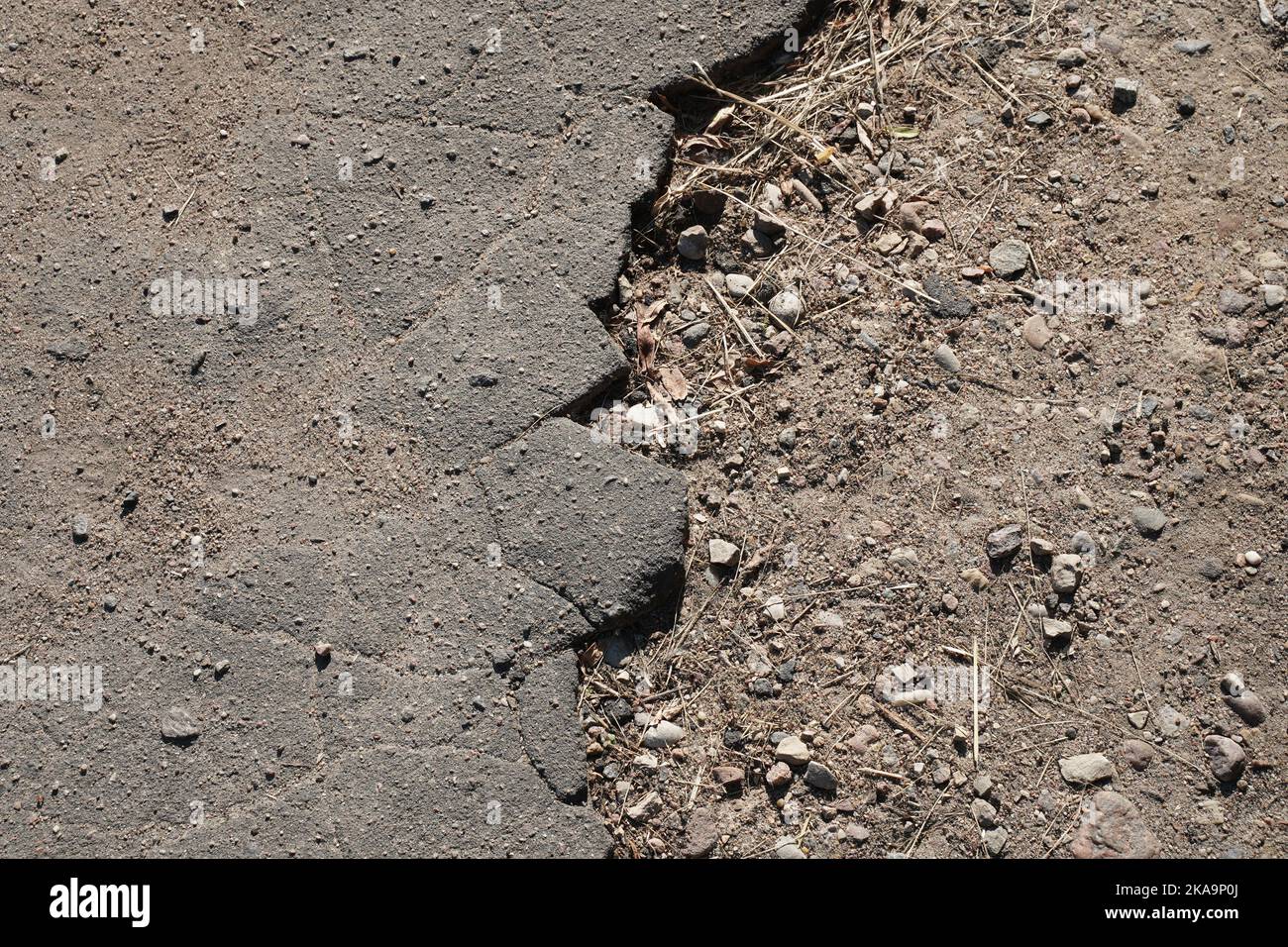 Texture. Broken asphalt and earth. View from above Stock Photo - Alamy