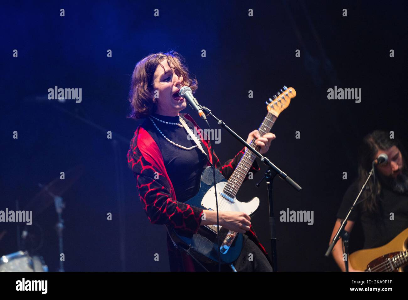 Ezra Furman plays the Mountain Stage at the Green Man Festival 2022 in ...