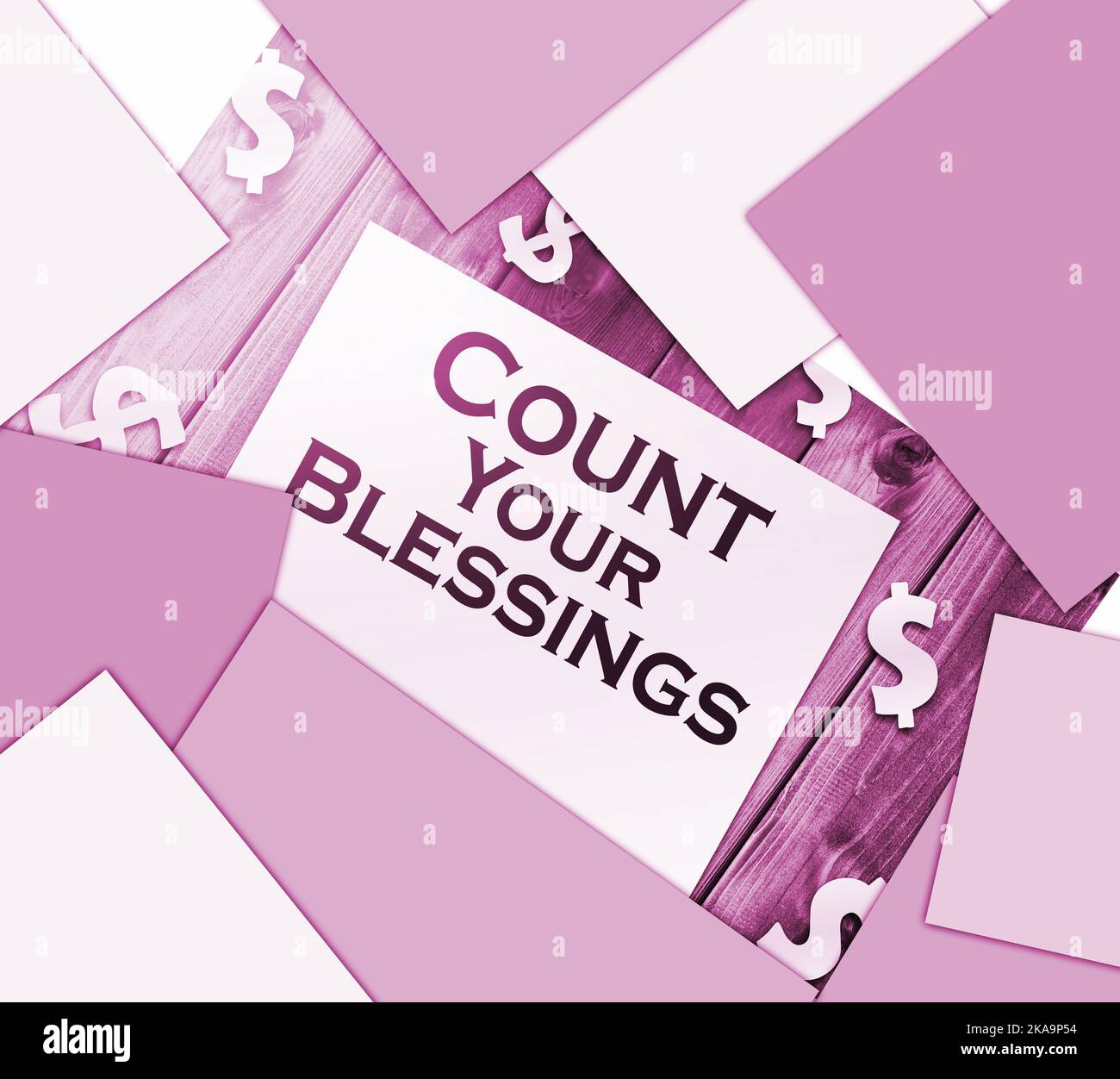 The phrase Count Your Blessings typed on a piece of paper and paper ...