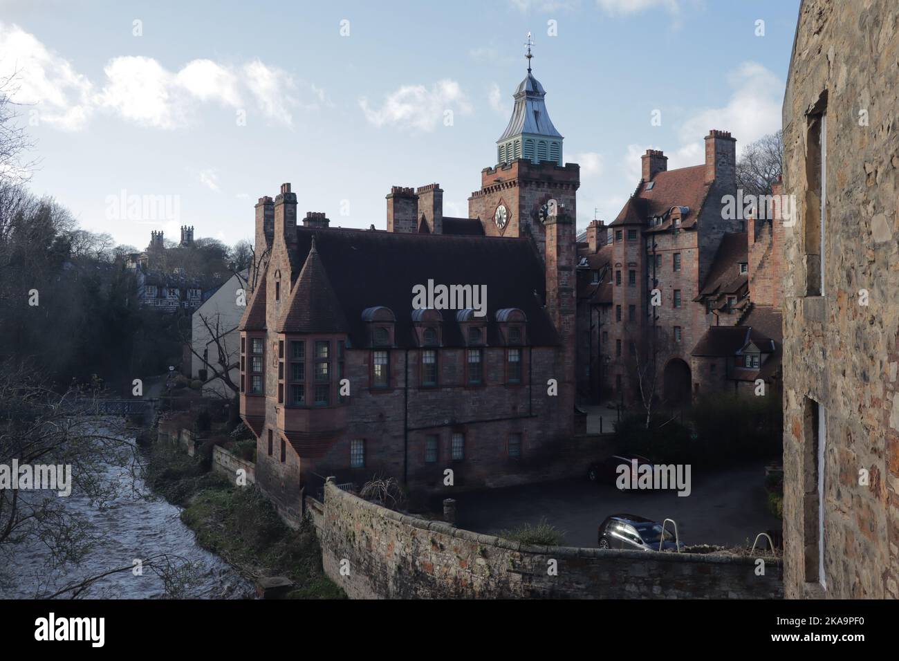 A view of beautiful old buildings in Dean Village, Edinburgh Stock ...