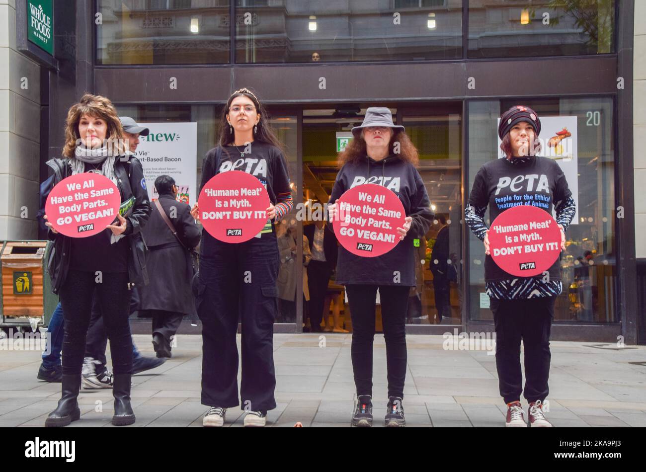 London, England, UK. 1st Nov, 2022. PETA activists packaged as 'Free ...