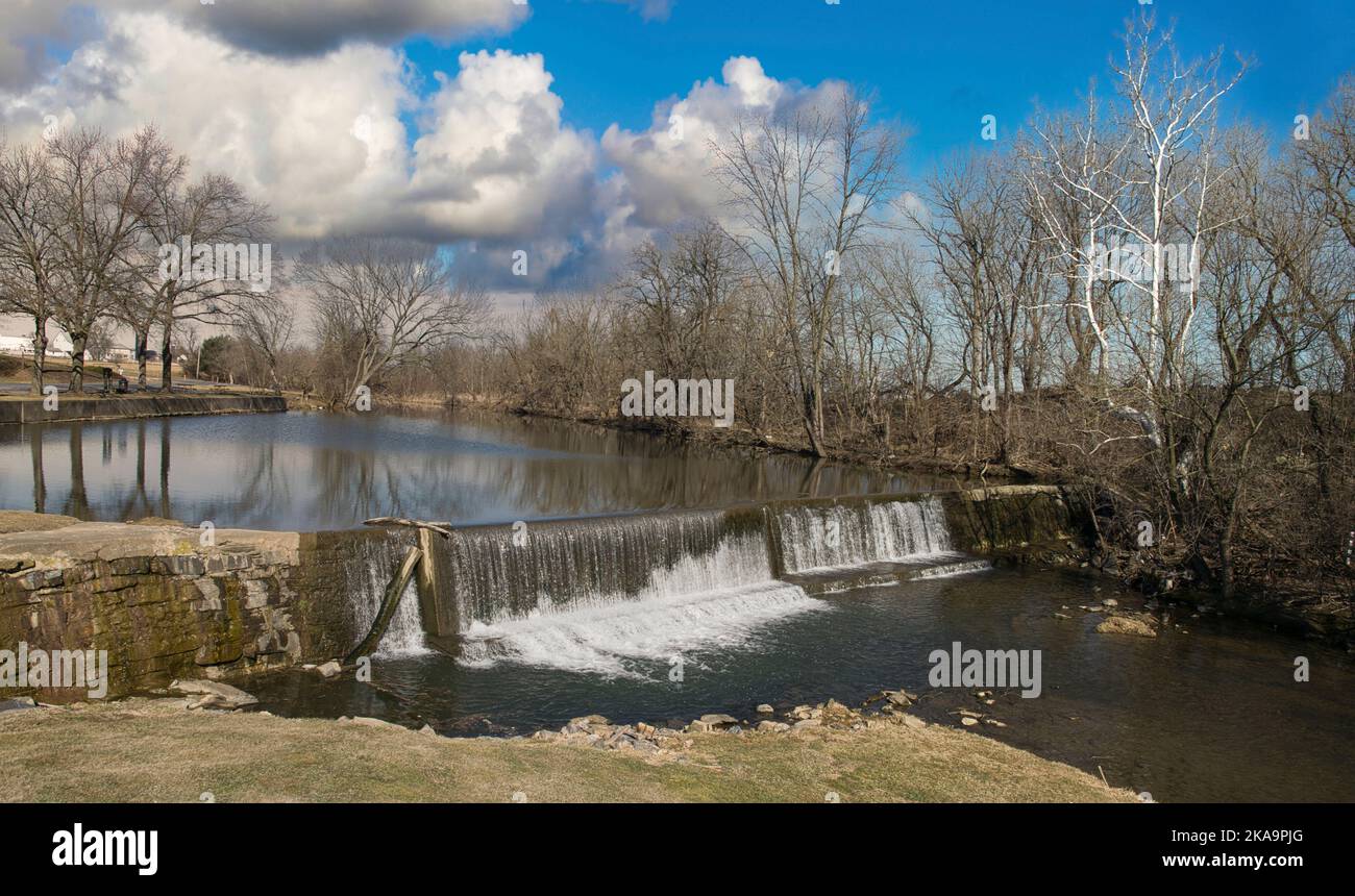 A View of a Man Made Dam and Waterfall, Found in the Countryside on a ...