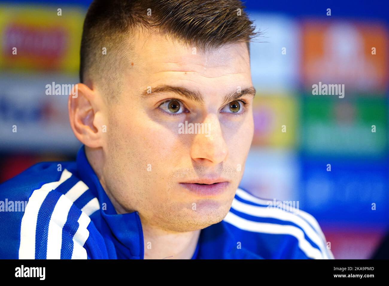 Dinamo Zagreb goalkeeper Dominik Livakovic during a press conference at ...