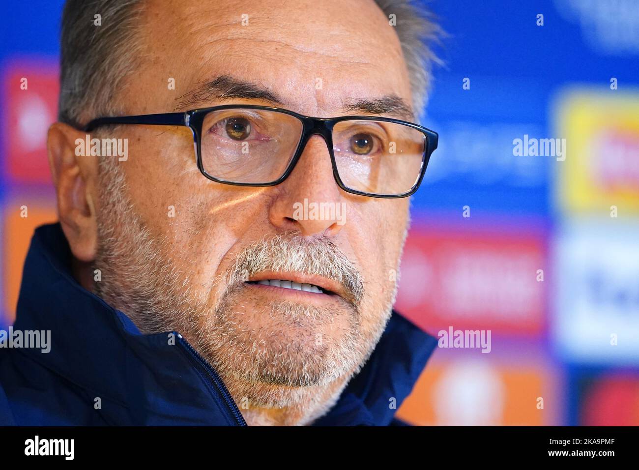 Dinamo Zagreb manager Ante Cacic during a press conference at Stamford ...